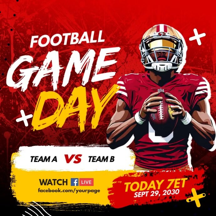 Copy of Grunge Game Day Football Live Facebook Instagram Post ...