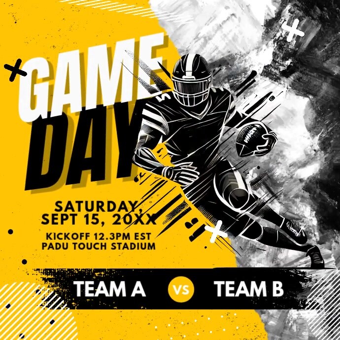 Grunge Game Day Football Poster Social Media Instagram Post Template ...