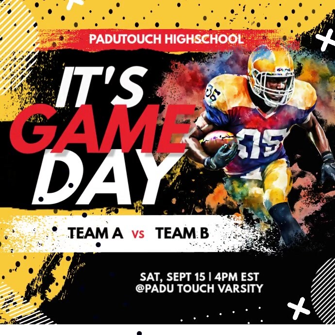 Grunge Game Day Football Poster Social Media Instagram Post Template ...