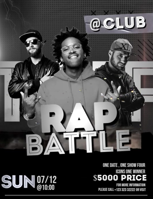 Plantilla de Grunge Rap Battle Flyer (us Letter) | PosterMyWall