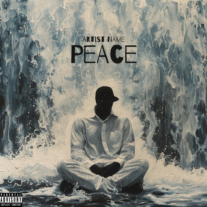 Grunge Rap Music Man In Waterfall Album Cover Template | PosterMyWall