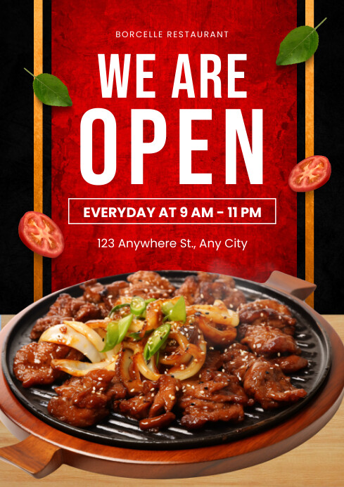 Copy of Grunge Restaurant Open A4 | PosterMyWall