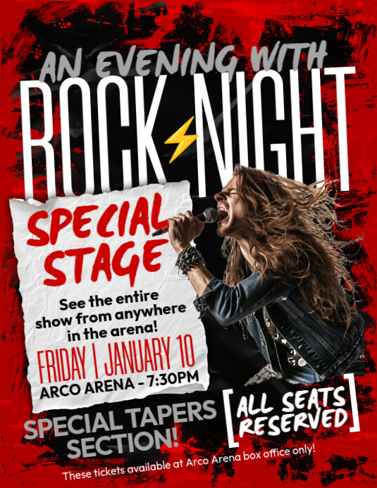 Grunge Rock Night Flyer (us Letter) Template | PosterMyWall