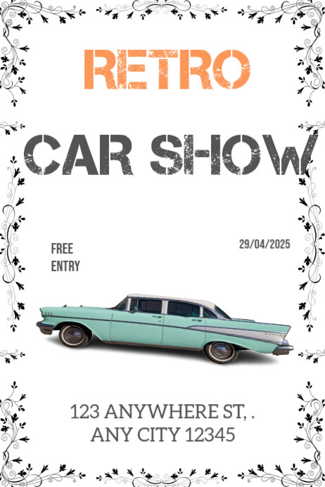 Grunge Vintage Car Show Announcement Poster Template | PosterMyWall