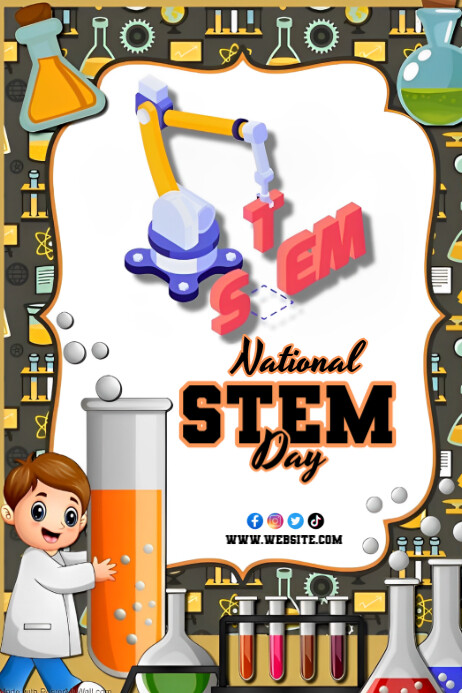 Plantilla de Grunge White Background Maximalist National Stem Day ...