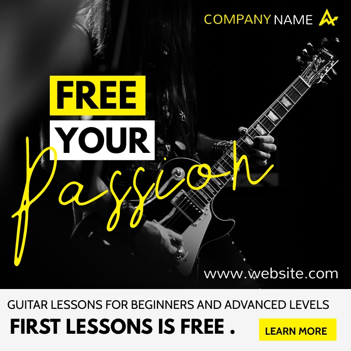 guitar and music lessons advertisement Template | PosterMyWall