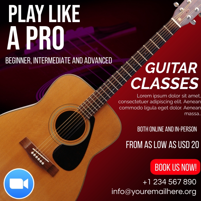 guitar classes flyer Template | PosterMyWall