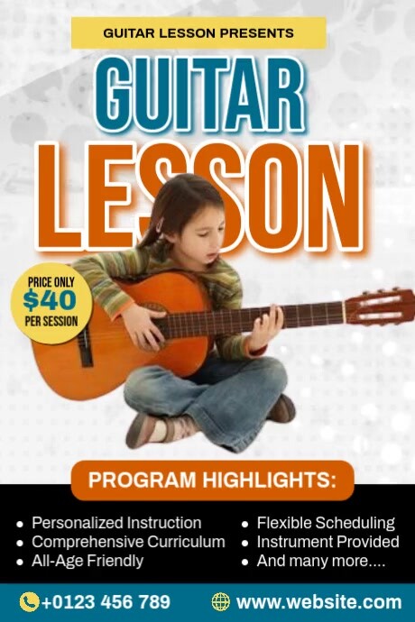 Guitar Lesson Ads Templat | PosterMyWall