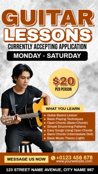 Guitar Lesson Ads Template | PosterMyWall
