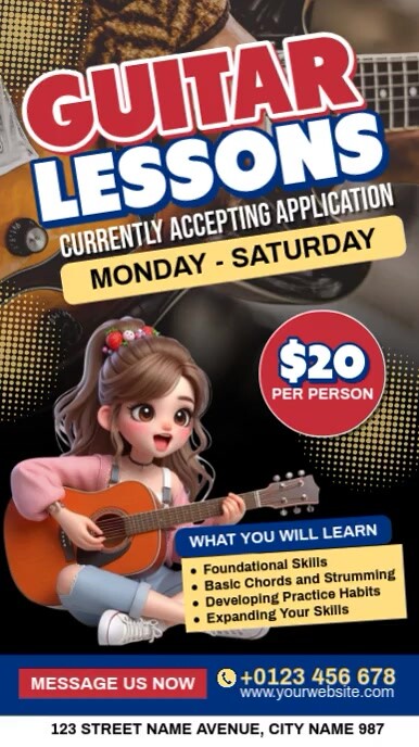 Guitar Lesson Ads Template | PosterMyWall