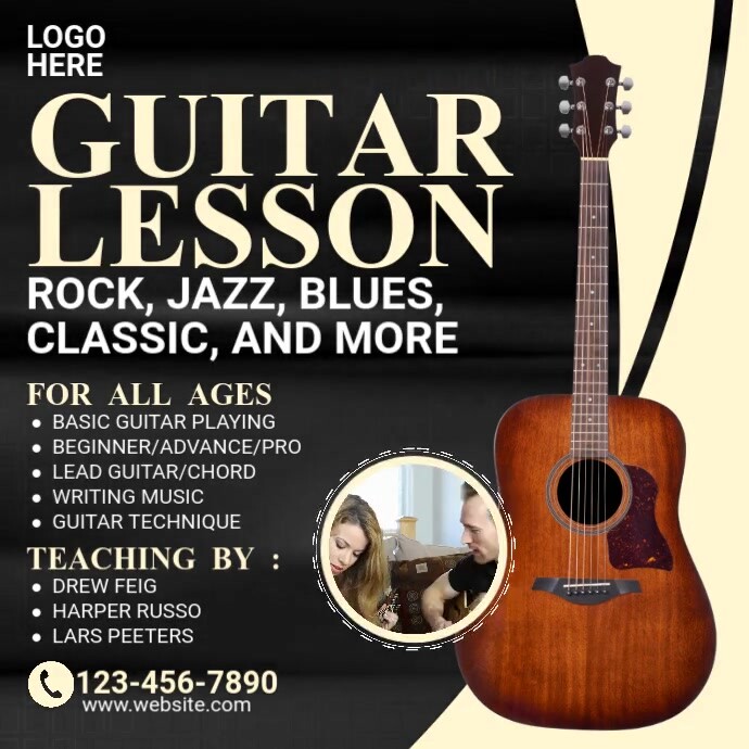 Plantilla de Guitar Lesson Template Ads | PosterMyWall