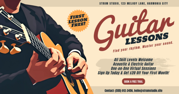 Modèle Guitar Lessons Banner | PosterMyWall