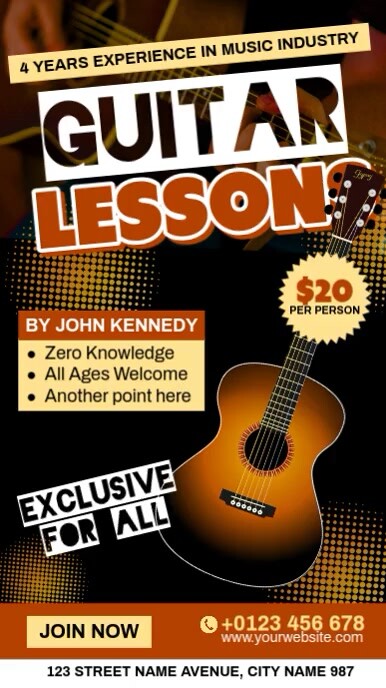 Guitar Lessons Template | PosterMyWall