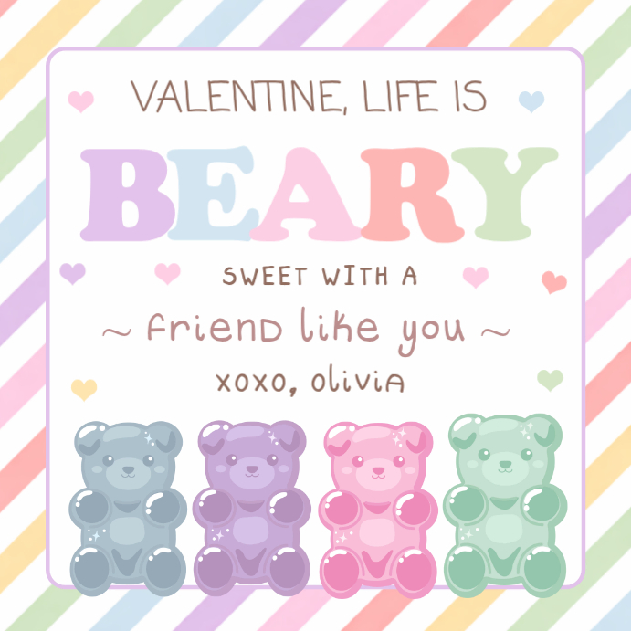Gummy Bear Valentine Tag Template | PosterMyWall
