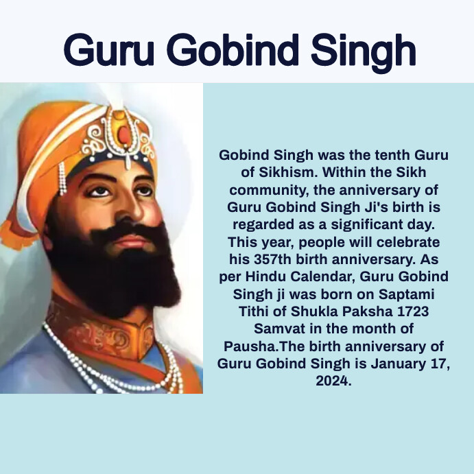 Plantilla de guru govind singh | PosterMyWall