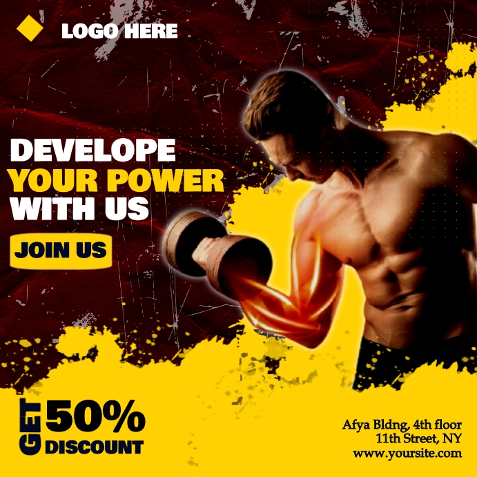 Gym advert poster template | PosterMyWall