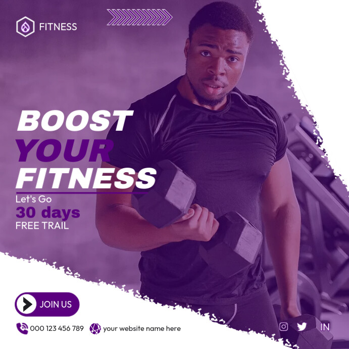 Gym and fitness post template | PosterMyWall