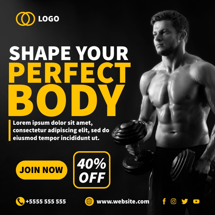 Gym and fitness social media poster Template | PosterMyWall