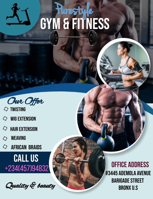 Gym & Fitness Promotion Pamflet Templat | PosterMyWall