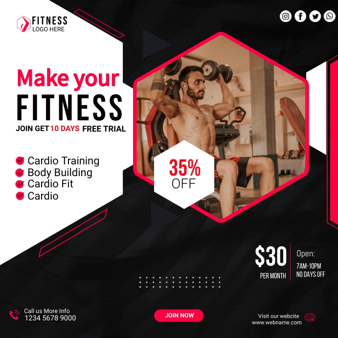 Gym Fitness Ads Template | PosterMyWall