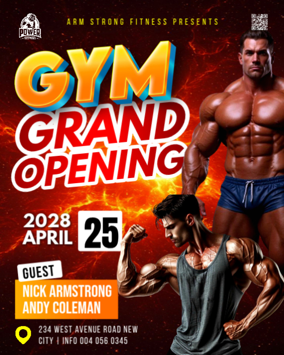 Gym Fitness Center Grand Opening Launch Event Invitation Promotion ...