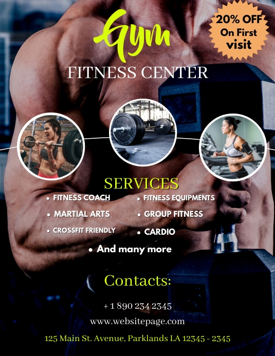 Copy of gym fitness center poster | PosterMyWall