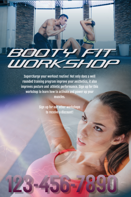 Gym Fitness Class Workshop Flyer Poster Template | PosterMyWall