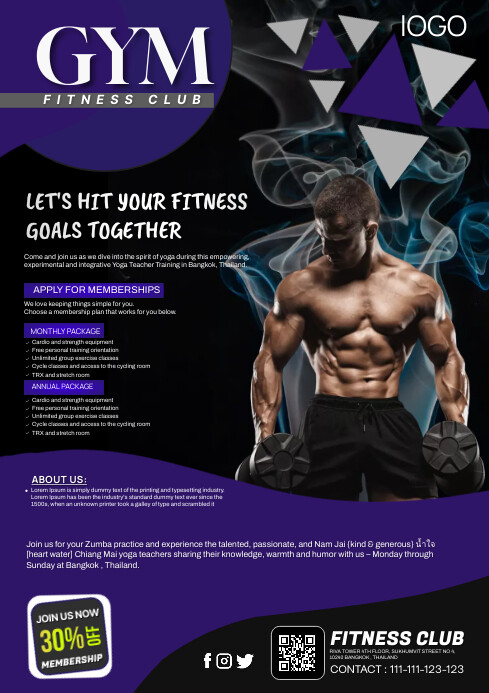 Gym Fitness Flyer A4 Size A4 Templat | PosterMyWall
