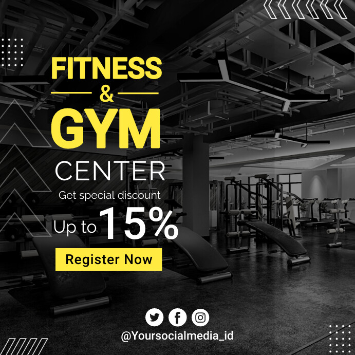 gym fitness social media post template | PosterMyWall