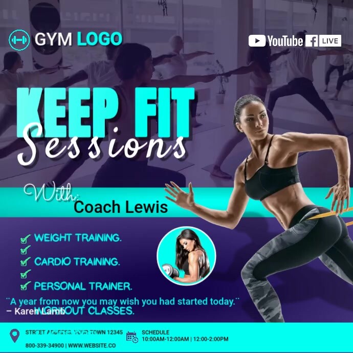 Gym Health and fitness coach trainer poster Template | PosterMyWall