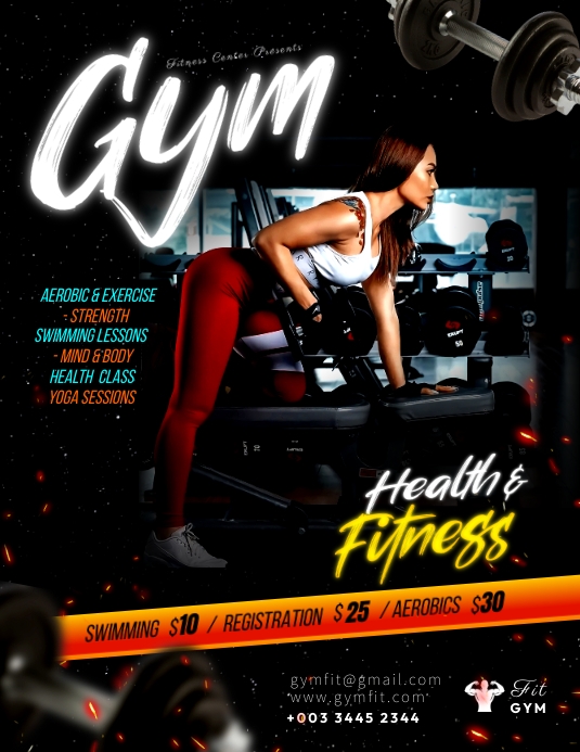 Gym health and fitness flyer template | PosterMyWall