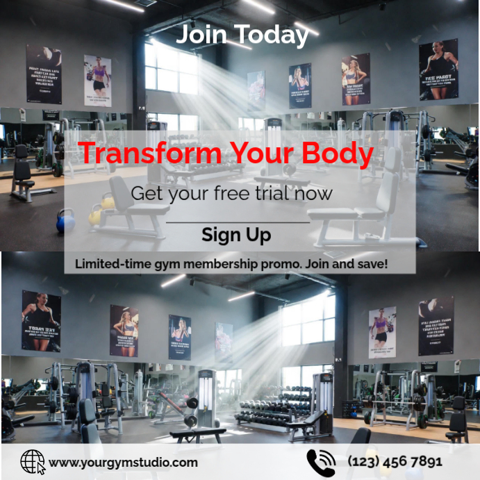 Gym Membership Promo Template | PosterMyWall