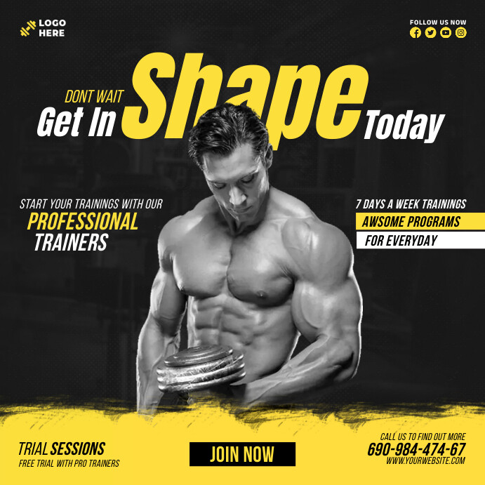 GYM POSTER DESIGN Template | PosterMyWall