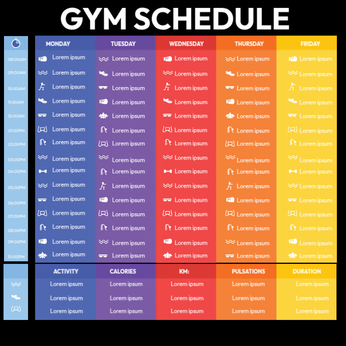 Gym Schedule Planner Template | PosterMyWall