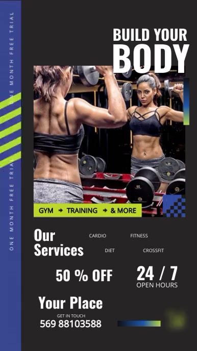 Gym story fitness training crossfit Template | PosterMyWall