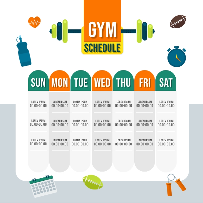Gym Weekly Schedule Template | PosterMyWall