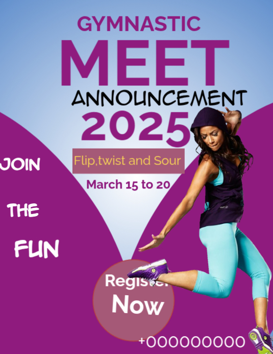 GYMNASTIC ANNOUNCEMENT FLYER Template | PosterMyWall