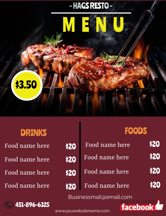 Red and Yellow Menu Barbecue Flyer Template | PosterMyWall