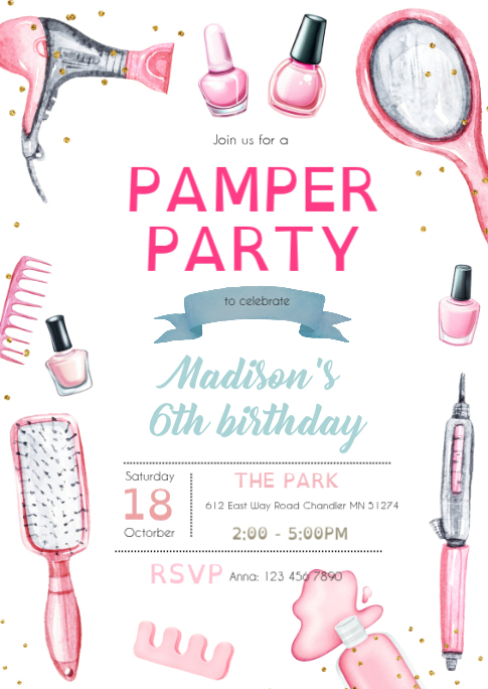 Hair and Nails spa party invitation Template | PosterMyWall