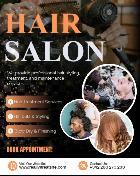Hair Salon Flyer - Beauty Services Promotion Poster | Editable Template ...