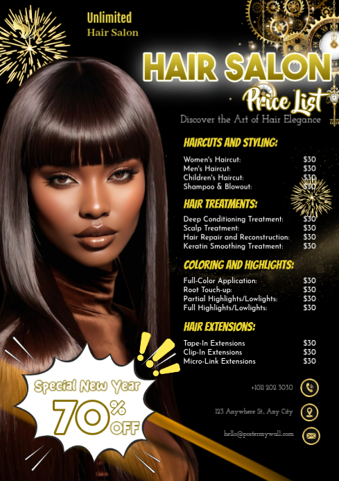 Hair Salon Price List Template | PosterMyWall