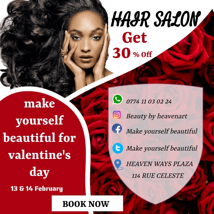 HAIR SALON VALENTINE'S OFFER TEMPLATE | PosterMyWall