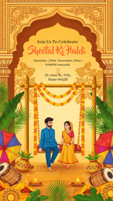 Haldi Ceremony Digital Display (9:16) Template | PosterMyWall