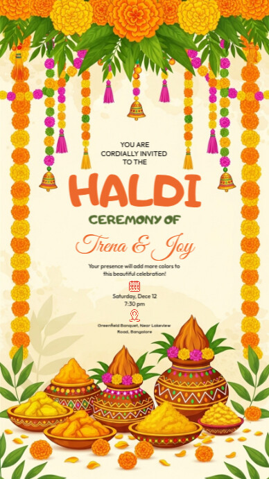 Copy of Haldi Ceremony Invitation Instagram Story | PosterMyWall