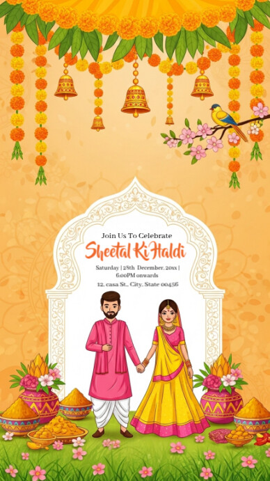 Haldi Ceremony Invitation Instagram Story Template | PosterMyWall