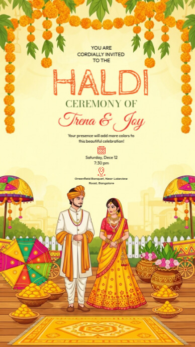 Copy of Haldi Ceremony Invitation Instagram Story | PosterMyWall
