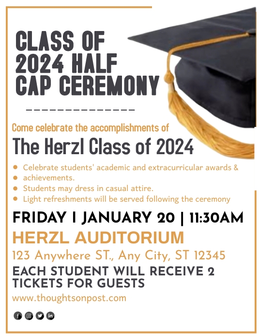 Plantilla de Half cap ceremony flyer template. | PosterMyWall