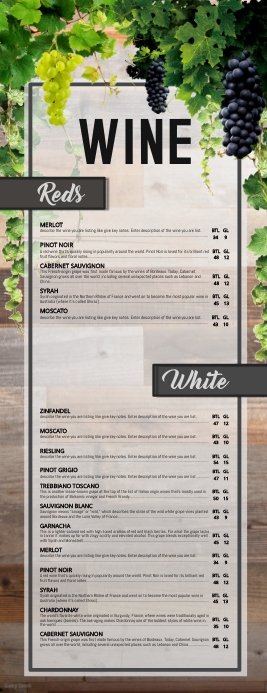 half page wine menu RED AND WHITE (2) Template | PosterMyWall