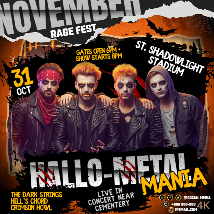 Hallo-Metal Mania Concert Live Template | PosterMyWall