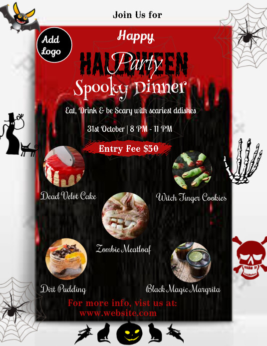 halloween, spooky dinner, halloween party Template | PosterMyWall